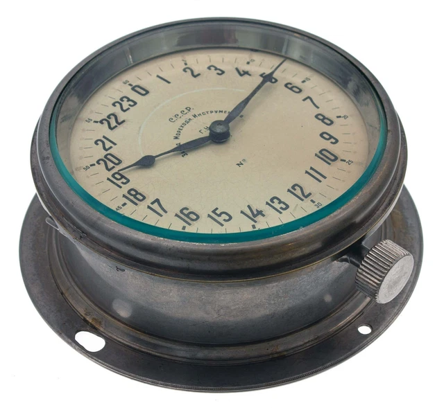 20'S-MADE 8-DAY SWISS Henry Moser Boat/Submarine Clock with 24-hour ...