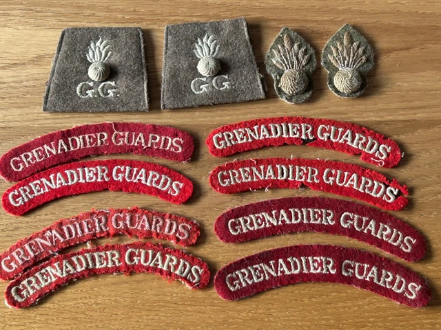 ORIGINAL BRITISH WW1 WW2 Cap Cloth Shoulder Badges x12 Grenadier Guards ...