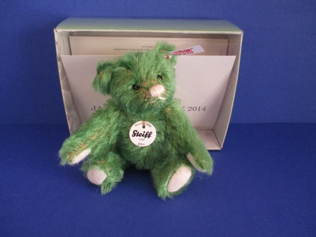 STEIFF CLUB-GESCHENK 2014 Miniatur Teddy Bär grün 10 cm mit Zertifikat ...