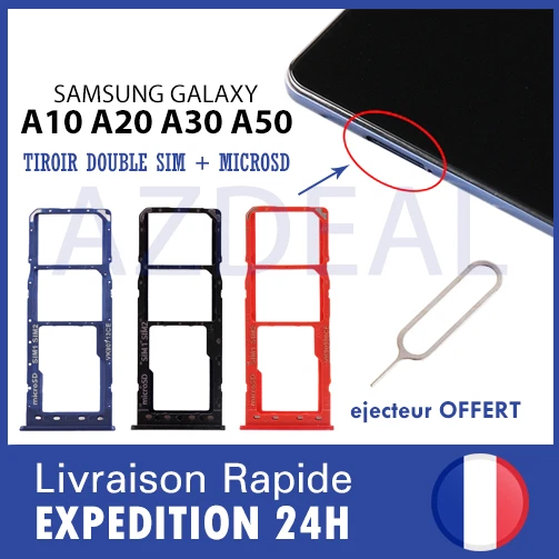 SAMSUNG GALAXY A10/A20/A30/A50 Tiroir Double SIM+Micro SD carte card ...