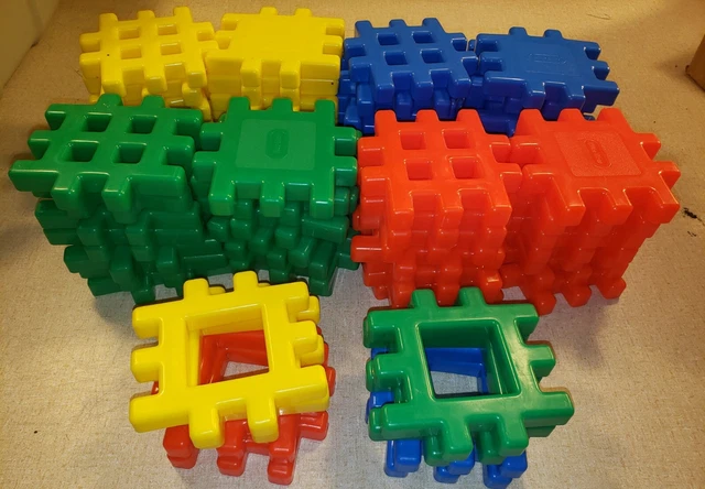 LITTLE TIKES 64 Primary Colors Wee Waffle Blocks Vintage Red Blue Yel ...