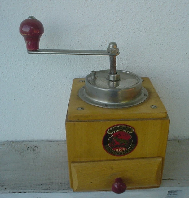 ALTE BKF MOCCA Kaffeemühle Handmühle Stahlmahlwerk Mokka Holz Hirsch EUR 24,00 - PicClick DE