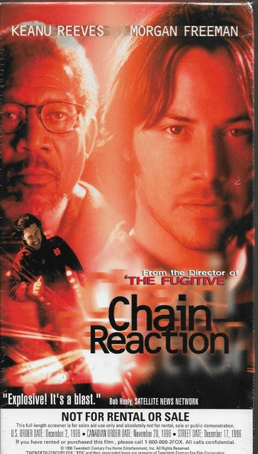 CHAIN REACTION VHS screener/ KEANU REEVES/MORGAN FREEMAN SEALED & BRAND ...