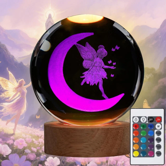 MOON FAIRY NIGHT Light, Tooth Fairy Gifts, K9 3.15 Inch (80mm) Crystal ...