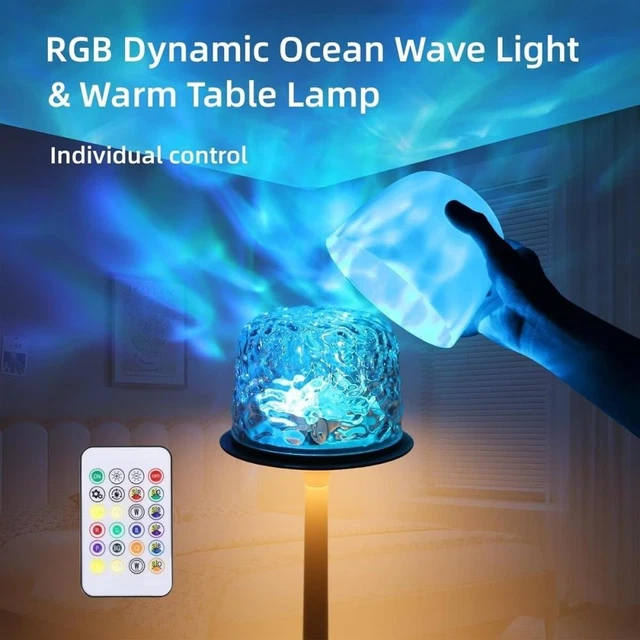 CUBE NORTHERN LIGHTS Water Wave Night Light w/Remote LED Atmosphere ...
