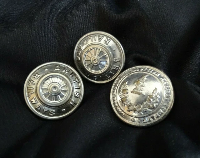 VINTAGE COLLECTION OF 3 Railway, LMS Uniform Buttons London Midland ...