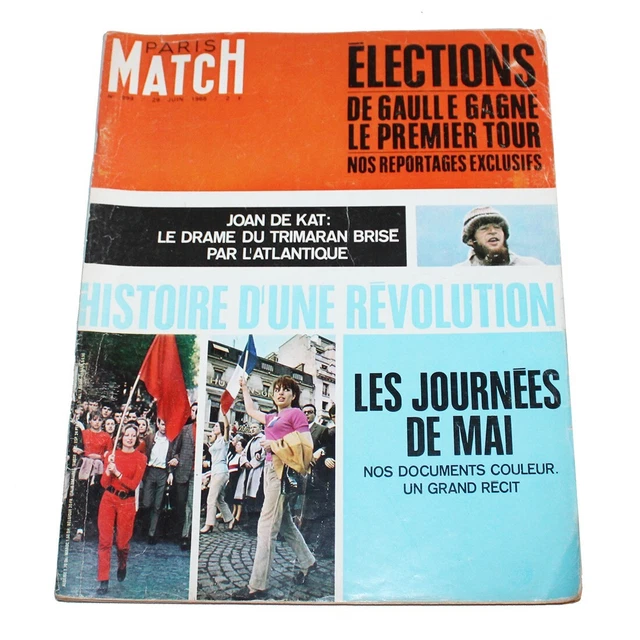 MAGAZINE / REVUE Paris Match n° 999 du 29/06/1968 De Gaulle / Mai 68 EUR 5,00 - PicClick FR