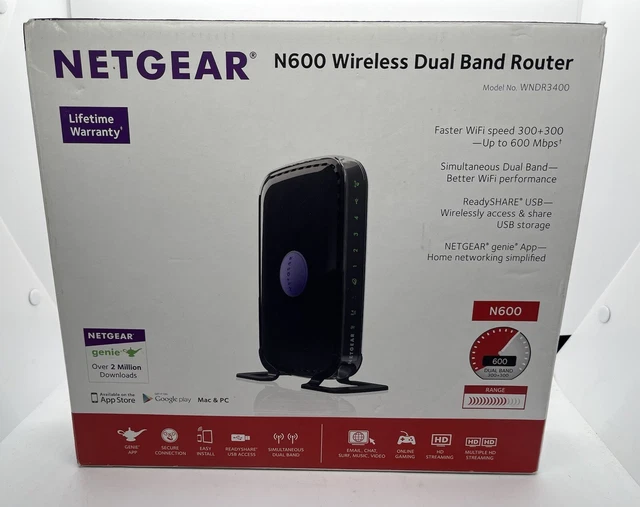 NETGEAR N600 300 Mbps 4 Port 300 Mbps Wireless Router (WNDR3400-100NAS ...
