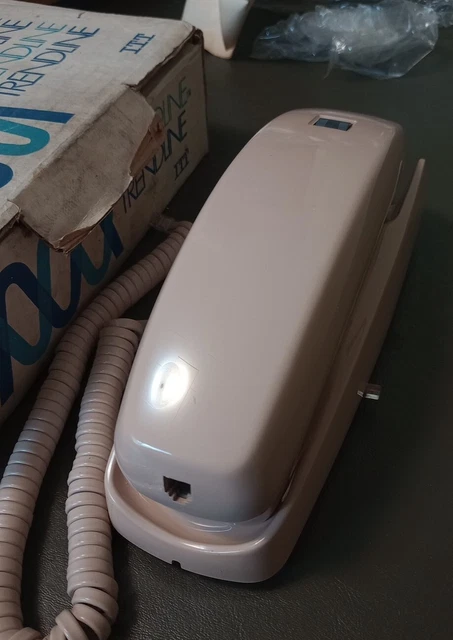 ITT BEIGE TRENDLINE Style Push Button Phone wall unit 1983 new in box w ...