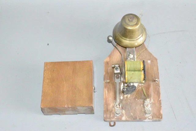 OLD ELECTRIC BELL Antique House Bell Doorbell Wooden Housing - Faulty ...