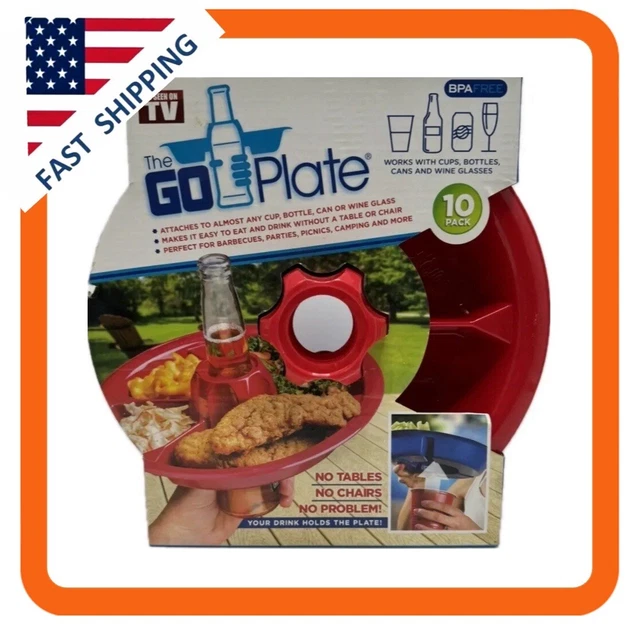 THE GO PLATE As Seen On Tv Red One Handed Party Plate 10-Pack Picnic ...