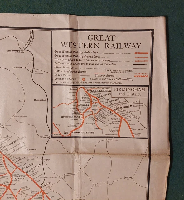 VINTAGE COLOUR MAP of the Great Western Railway, inc. Main & Branch ...