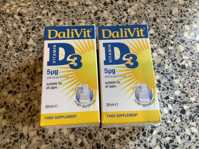 DALIVIT VITAMIN D3 FOOD SUPPLEMENT 28ml BNIB EXPIRY 03 / 2023 FREEPOST ...