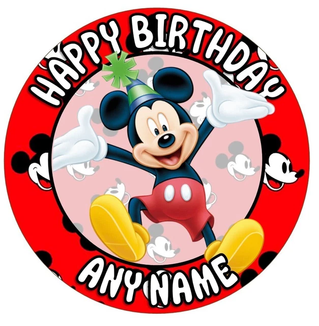 7.5& MICKEY MOUSE Birthday Cake Topper Personalised Edible Icing/Rice ...