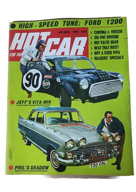 VINTAGE HOT CAR magazine October 1969 vgc six pot spitfire £1.25 ...