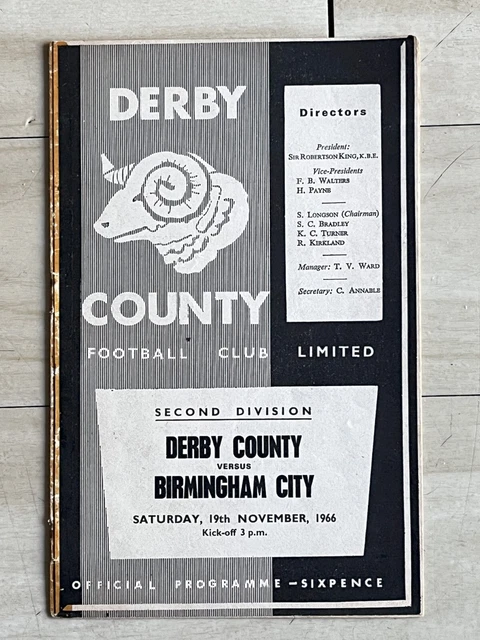 DERBY COUNTY VS Birmingham City Football Programme 1966 £2.21 - PicClick UK