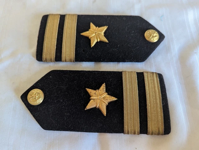 WWII US NAVY Lt Junior Grade Gemsco shoulder board pair 2 stripes star ...