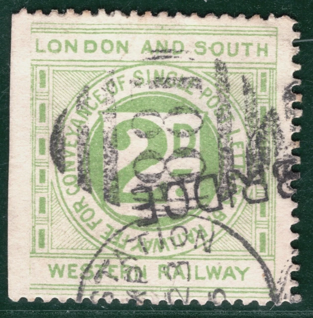 GB L&SWR RAILWAY Letter Stamp 2d *BRIDGE* & SWINDON STATION 881 Duplex ...