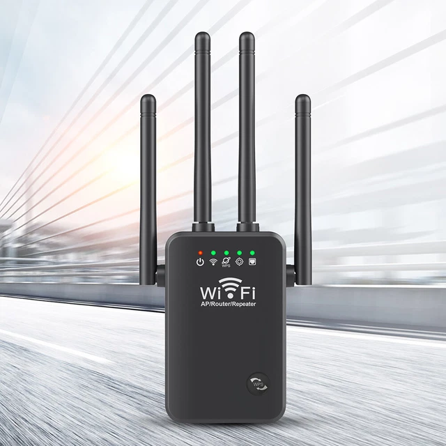 WIFI EXTENDER BOOSTER 2.4 GHz 300Mbps Easy Setup 4 Antenna Long Range ...