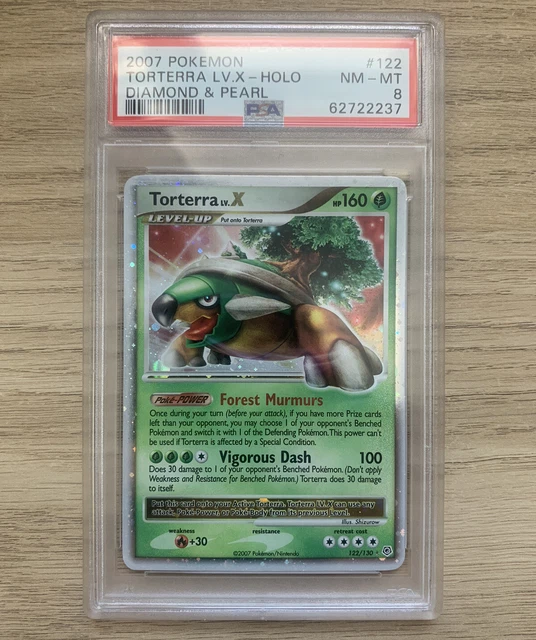POKEMON TCG TORTERRA Lv X 122/130 PSA 8 Mint Grade Diamond & Pearl Base ...