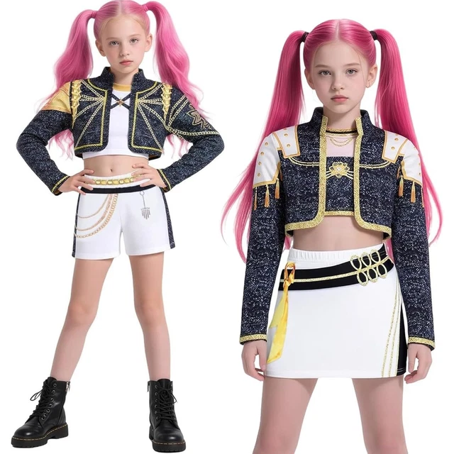 KIDS GIRLS KPOP Demon Hunters Costume Rumi Zoey Cosplay Fancy Dress ...