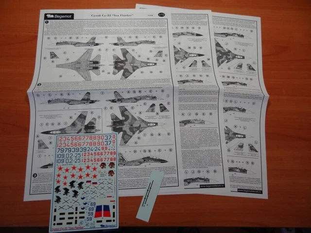 1:72 DÉCALQUE SUKHOI Su-33 famille - 35 variantes - Begemot Decals 72 ...