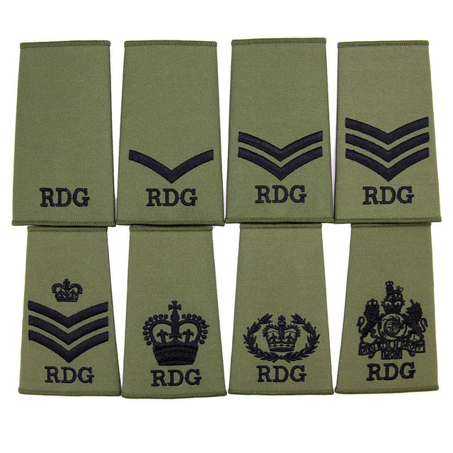 BRITISH ARMY ROYAL Dragoon Guards Olive Pcs Regimental Rank Slides-Pair ...