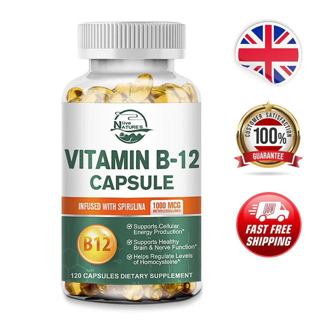 VITAMIN B12 (METHYLCOBALAMIN) 1000mcg 120 Capsules Health Brain ...