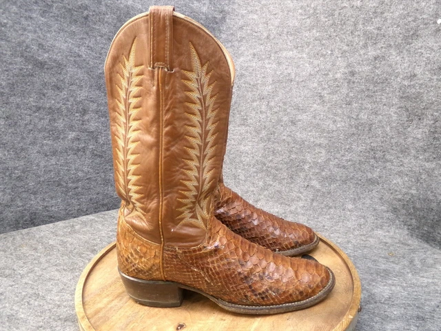 VINTAGE TONY LAMA Black Label Exotic Python Back Cut Snake Skin Boots ...