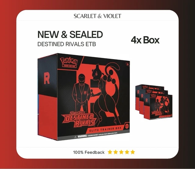 4X POKÉMON TCG Destined Rivals Elite Trainer Box Bundle ETB - NEW £324. ...