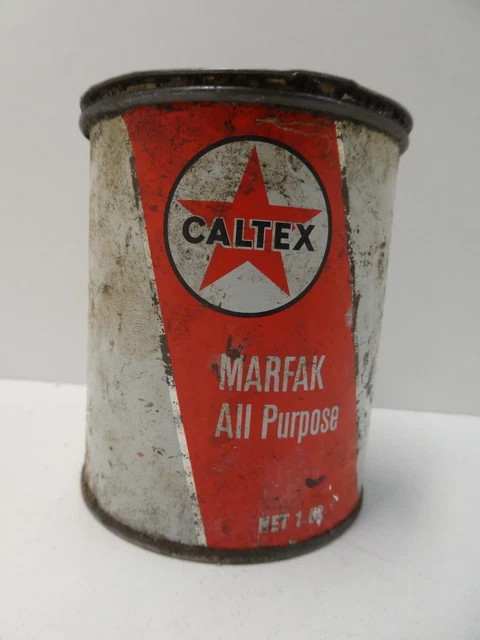 VINTAGE CALTEX MARFAK One Lb Grease Can Petrol Oil Tin Garage Service ...