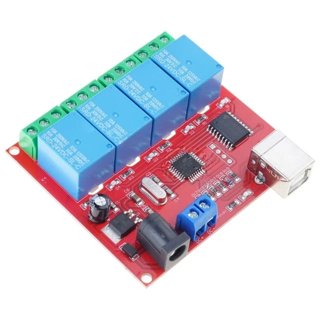 4 CHANNEL 5V 12V 24V Relays Board USB Intelligent Home Relays ...