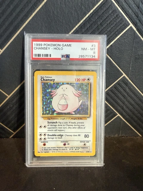 POKÉMON TCG CHANSEY Holo Unlimited Rare Card Base Set 3/102 PSA 8 £83. ...