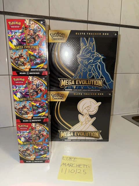POKEMON TCG MEGA Evolution Elite Trainer Box ETB Pair + 3 Booster ...
