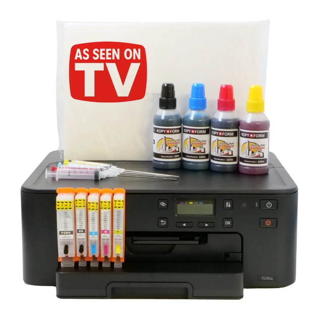 EDIBLE PRINTER KIT 4 Canon TS705A Cartridges, Ink Refills, 25 Wafer ...