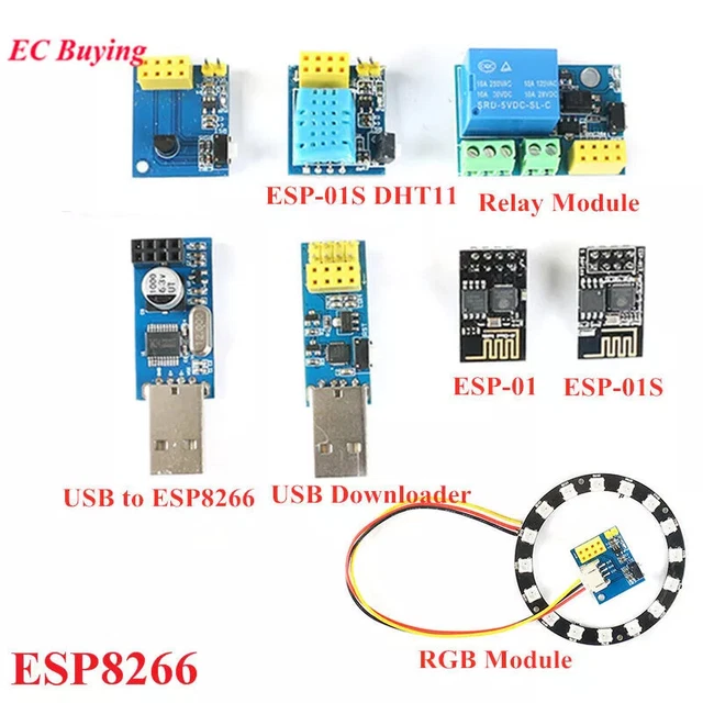 ESP8266 WIFI RELAY Module DHT11 RGB LED ESP-01S Remote Control Switch ...