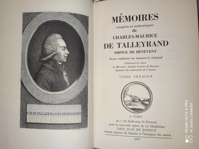 TALLEYRAND - MÉMOIRES, 5 volumes, 1967, Édition Jean de Bonnot, bon ...