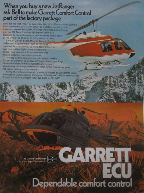 6/1975 PUB GARRETT Bell Jetranger Long Ranger Ecu Environmental Control ...
