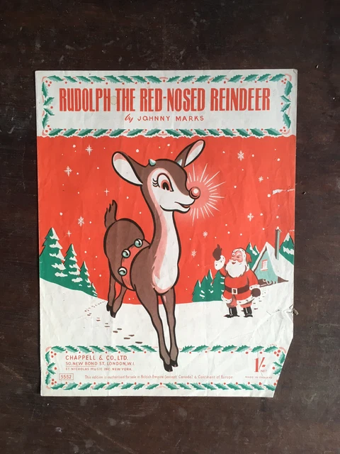 VINTAGE RETRO SHEET Music, Rudolph The Red Nosed Reindeer Xmas Carol ...