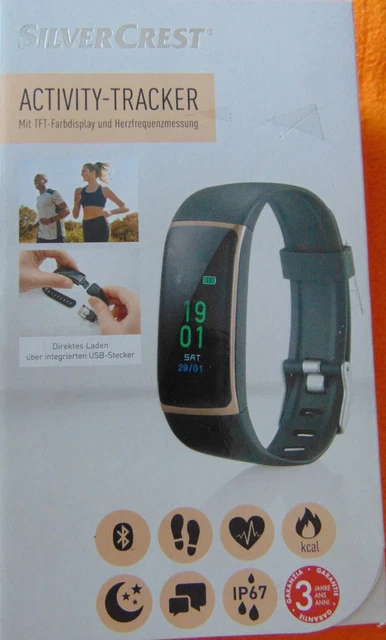 SILVERCREST® ACTIVITY TRACKER (SAT90) Black Fitness Band Watch - NEW ...