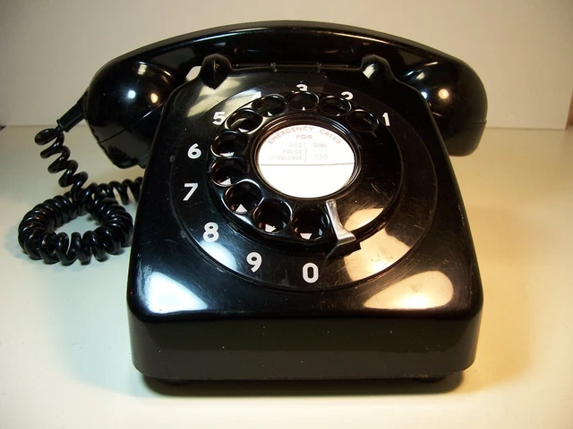 1960-BLACK-706 DIALTELEPHONE -BLACK Finger Dial And Outer Ring- Bt Plug ...