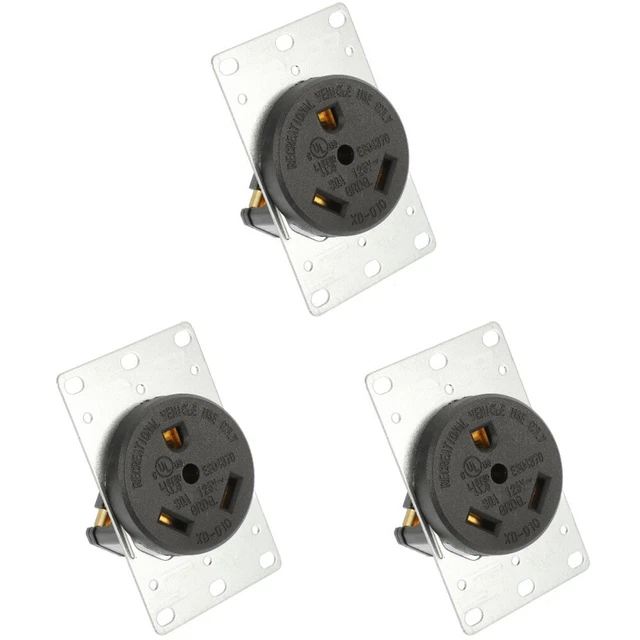 3 PACK GROUNDING Rv Outlet Recessed Power Electrical Sockets £23.95 ...