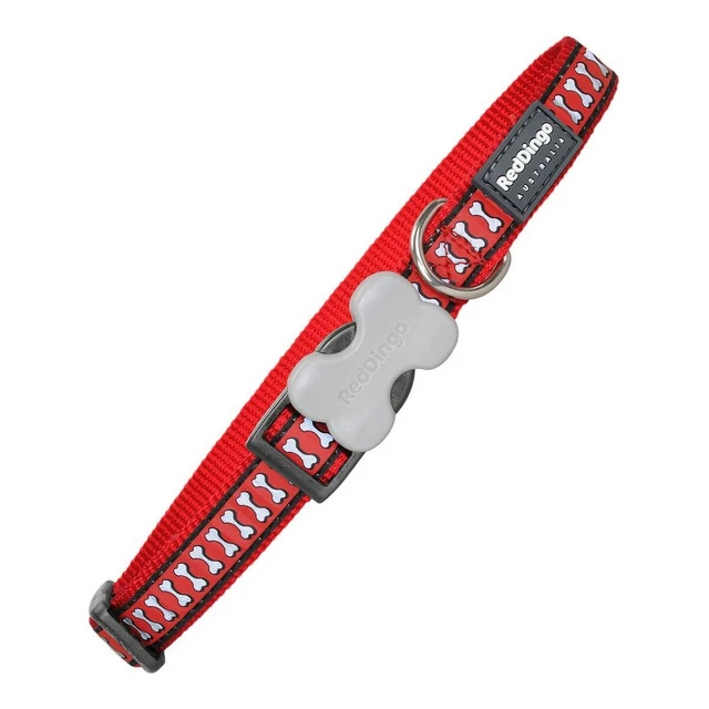 HUNDEHALSBAND RED DINGO Knochen Reflektierend 31-47 cm Rot EUR 23,99 ...