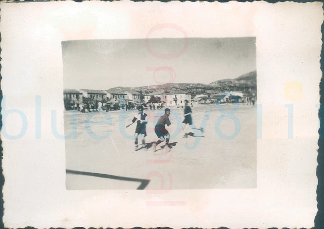 WW2 ROYAL ENGINEERS Locals Football in play Patras Greece 3.2x2.3" Orig ...