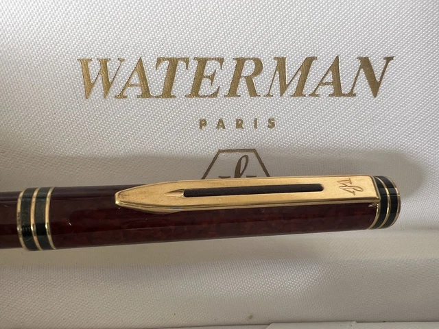 WATERMAN STYLO-PLUME STYLO à Plume Gt Laque Marbré Rouge Or 18 K Écrit ...