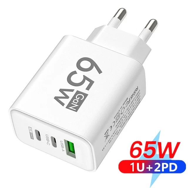 65W GAN LADEGERÄT USB-C PD Schnellladegerät QC 3.0 für iPhone, Samsung EUR 13,99 - PicClick DE