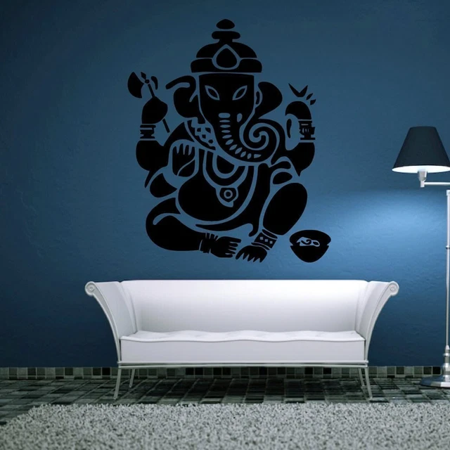 INDIAN TRADITIONAL LORD Ganesh ji Wall Stickers Black color for Room ...