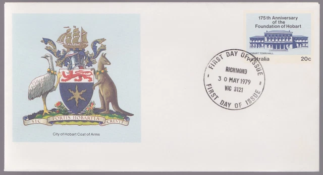 AUSTRALIA PRE-STAMPED ENVELOPE PSE FDC - 1979 Foundation of Hobart (PMK ...