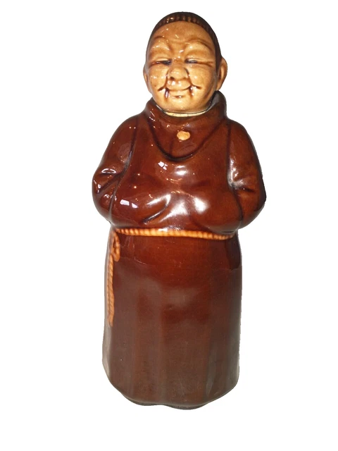VINTAGE GERMAN POTTERY Monk Friar Tuck Decanter Bottle 9"/23cmH VGC £24 ...