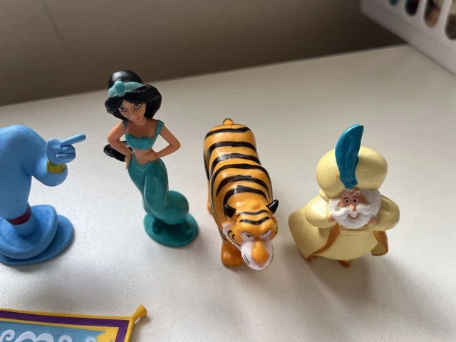DISNEY ALADDIN JASMINE Genie Jafar Lago Abu Sultan Figures Set / Cake ...